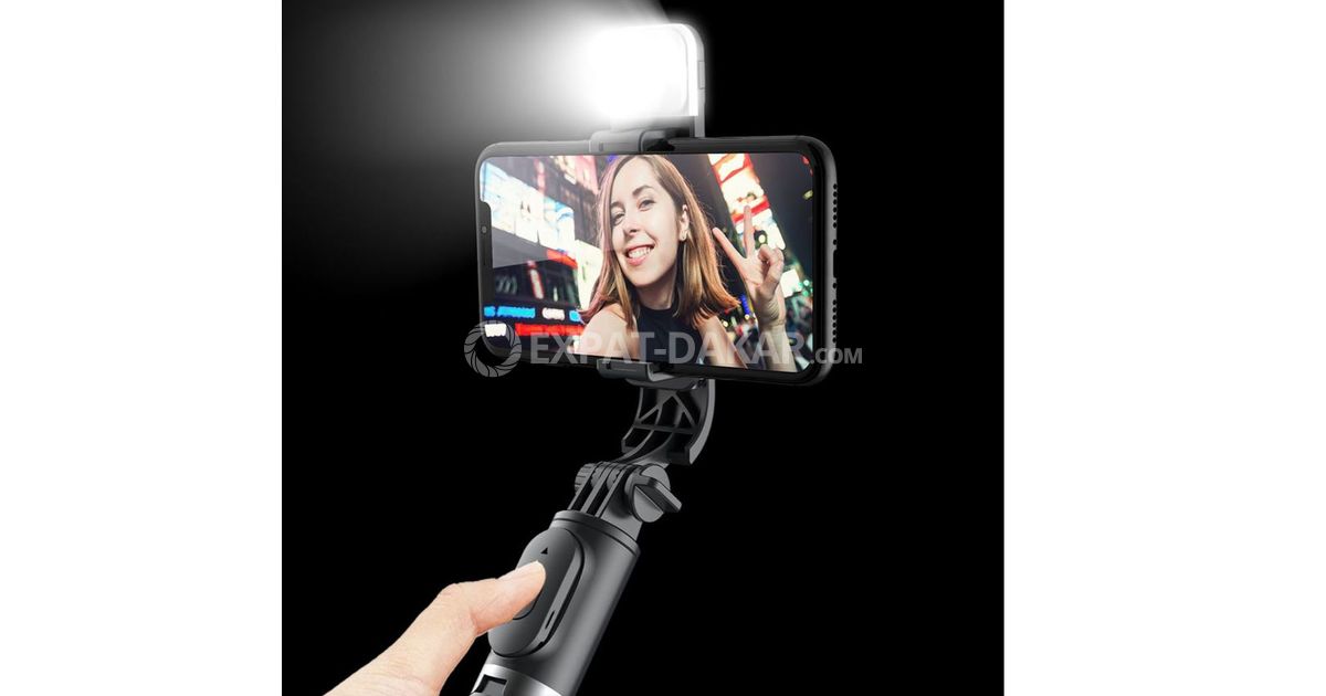 Trépied à LED pour perche à selfie avec Bluetooth - Castor | Expat-Dakar