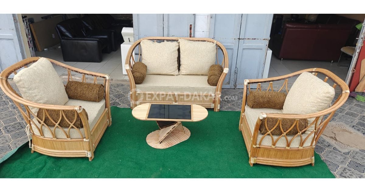 Salon jardin rotin SUNNY 2 places avec fauteuils et table - Parcelles ...