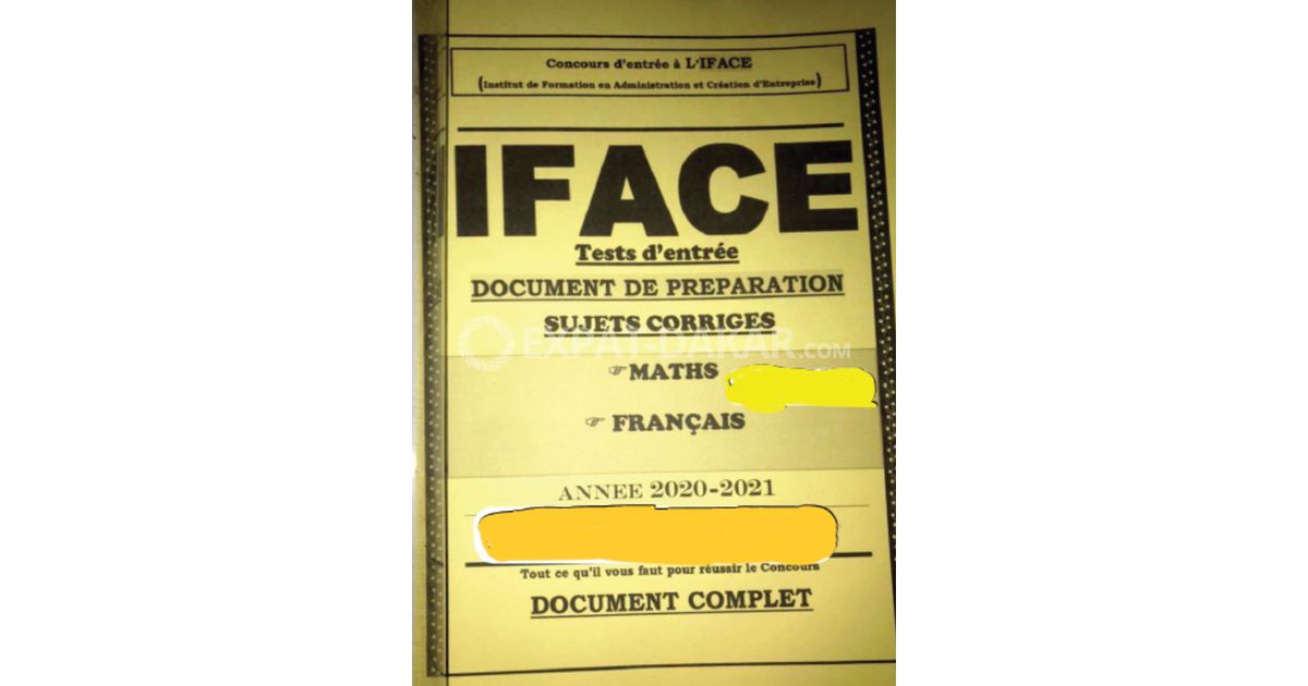 Fascicule Concours IFACE PDF - Sacré-cœur | Expat-Dakar