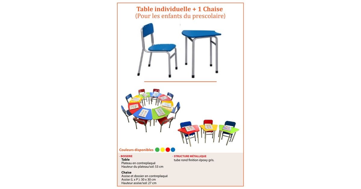 Table banc scolaire et chaise pour école - Almadies | Expat-Dakar