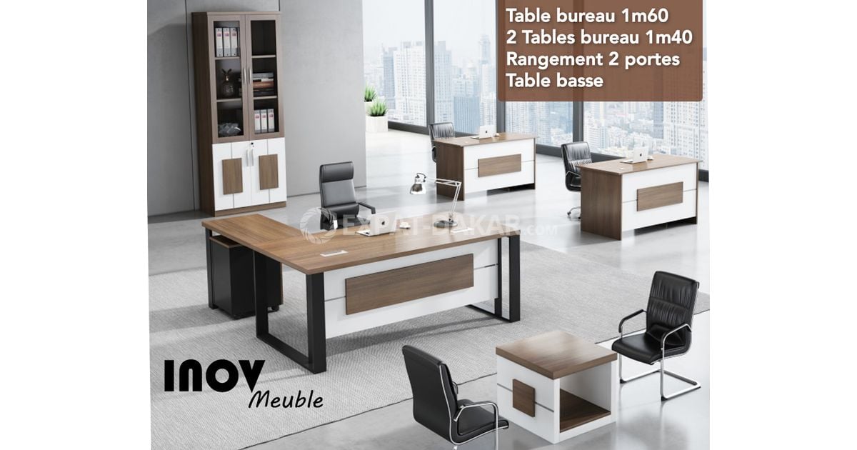 Table de bureau avec retour - Fass | Expat-Dakar