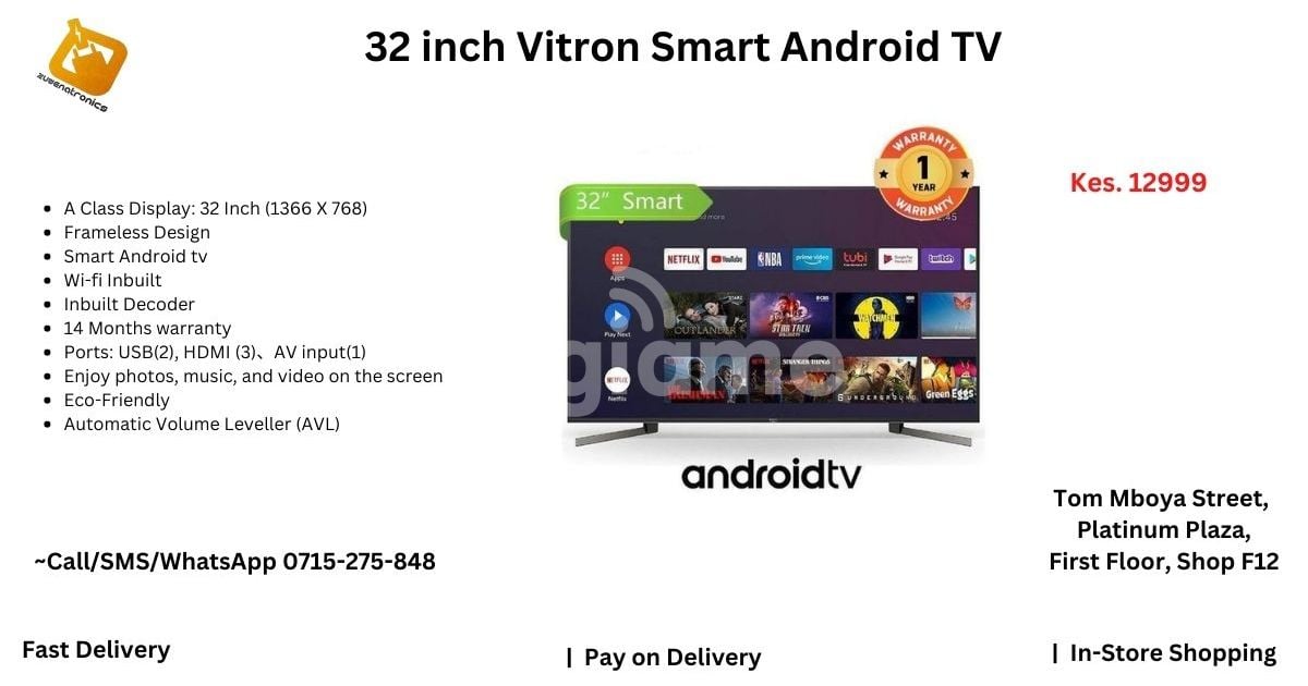 32 Inch Vitron Smart Android Tv, Netflix, Youtube, Facebook in Nairobi ...