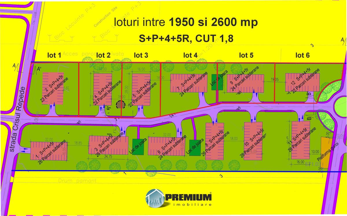 Loturi pentru constructie blocuri S+P+4+5R, CUT 1,8, Bragadiru, Crisul Repede | Imobiliare.ro
