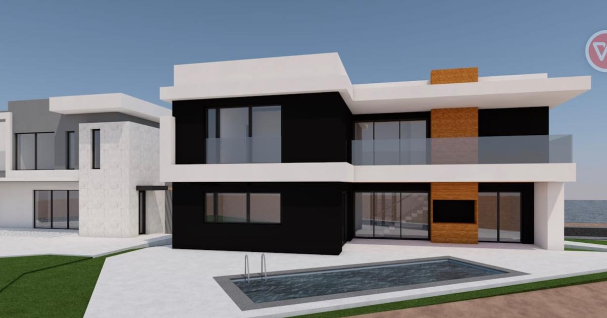 2 vile de lux alaturate, palazu mare, pe malul lacului, vedere frontala ...