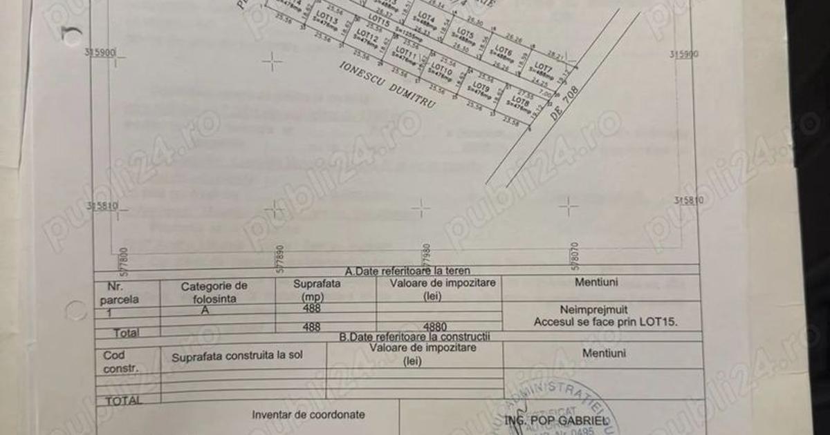 Teren Construcții intravilan de 488 mp, în zona Sud, Măgurele preț 35. ...
