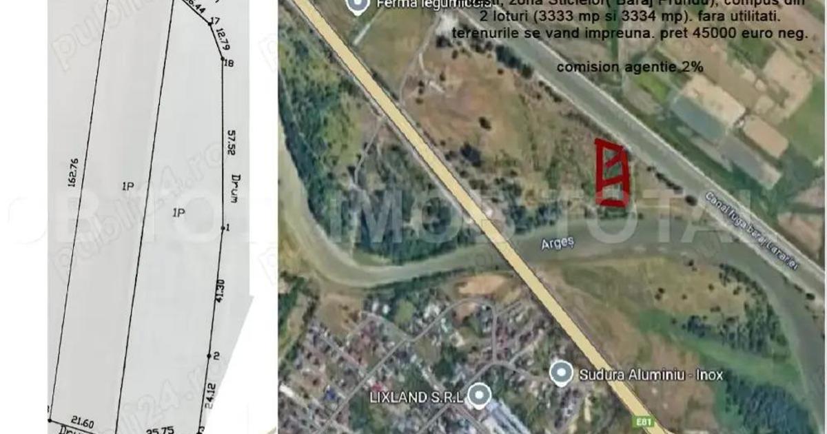 Terenuri Pitesti, zona Sticlelor( Baraj Tudor Vladimirescu) | Imoradar24