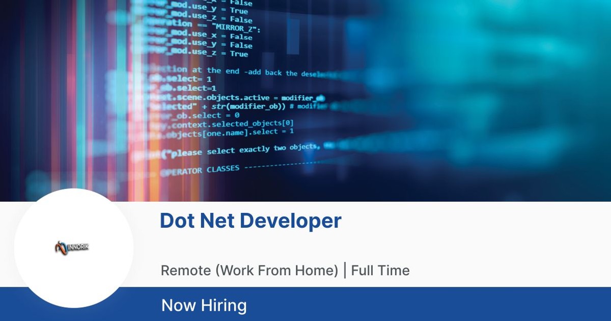 DOT NET DEVELOPER At INNORIK Jobberman