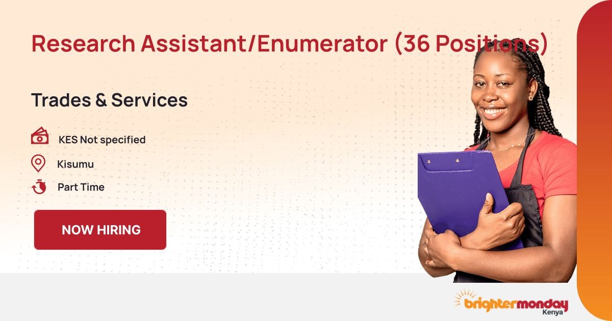 Research Assistant/Enumerator (36 Positions) at The Research Care and ...